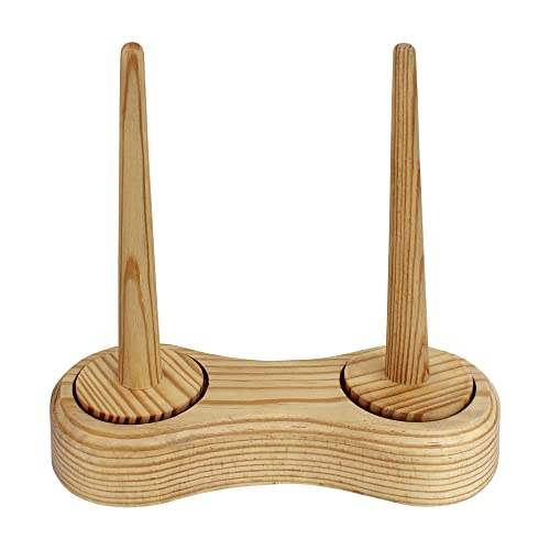 IBLAY Double Yarn Ball Holder Spindle Sewing Thread Big Base Fiber Crocheting Tool Kit Wool Skein Cord Organizer Tape Rope Storage Wooden Spinning Yarn & Thread Holder