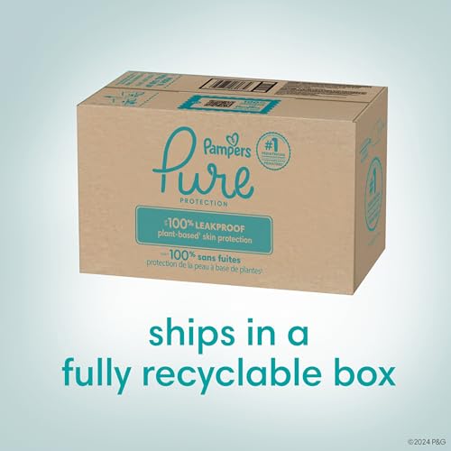Pampers Baby Diapers - Pure Protection - Size 4, 150 Count, for up to 100% Leakproof, Premium Plant-based Skin Protection
