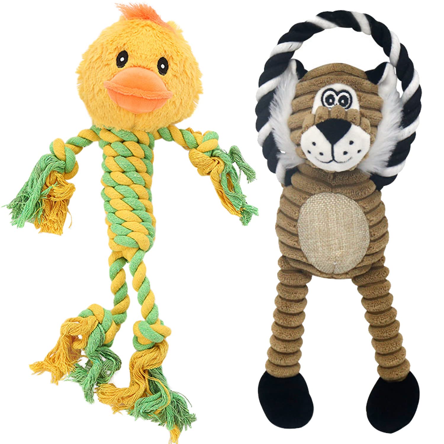 Rope Dog Toys for Aggressive Chewers, Tug of War Dog Toys for Boredom, Interactive Dog Toys to Keep Them Busy, Plush Squeaky Dog Toys for Small Medium Large Dogs