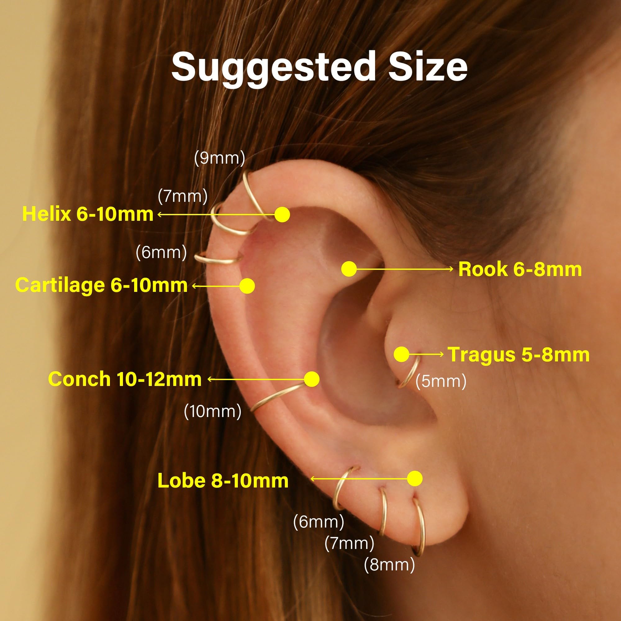 Small Cartilage Hoop Earrings for Women/Men, Thin Piercing Hoop Ring for Helix, Tragus, Conch, Nose (1 Pair 7mm,22g,14K Gold Filled)