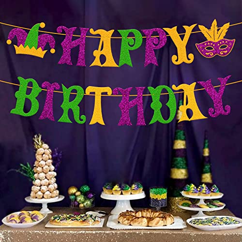 Mardi Gras Birthday Banner Carnival Fleur De Lis Shrove Fat Tuesday New Orleans Masquerade Theme It’s My Mardi Gras Birthday Party Decorations