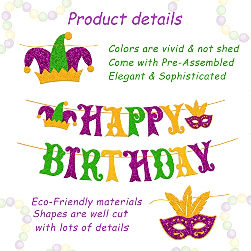 Mardi Gras Birthday Banner Carnival Fleur De Lis Shrove Fat Tuesday New Orleans Masquerade Theme It’s My Mardi Gras Birthday Party Decorations