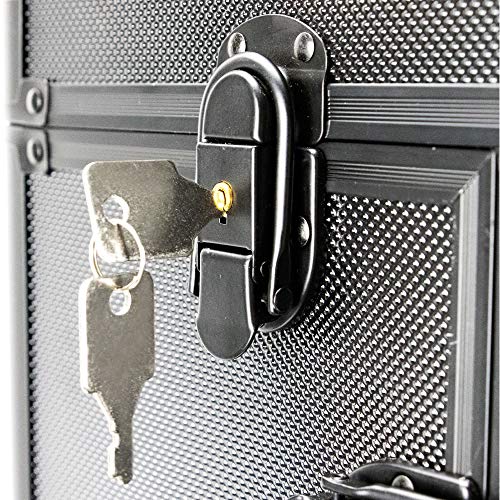 Ver Beauty 3-in-1 Professional 4 Removable Wheels Rolling Aluminum Art Craft Supplies Makeup Tattoo Artist Tool Case Organizer Easy-Slide Extendable Trays with Dividers Mirror, Black Dot