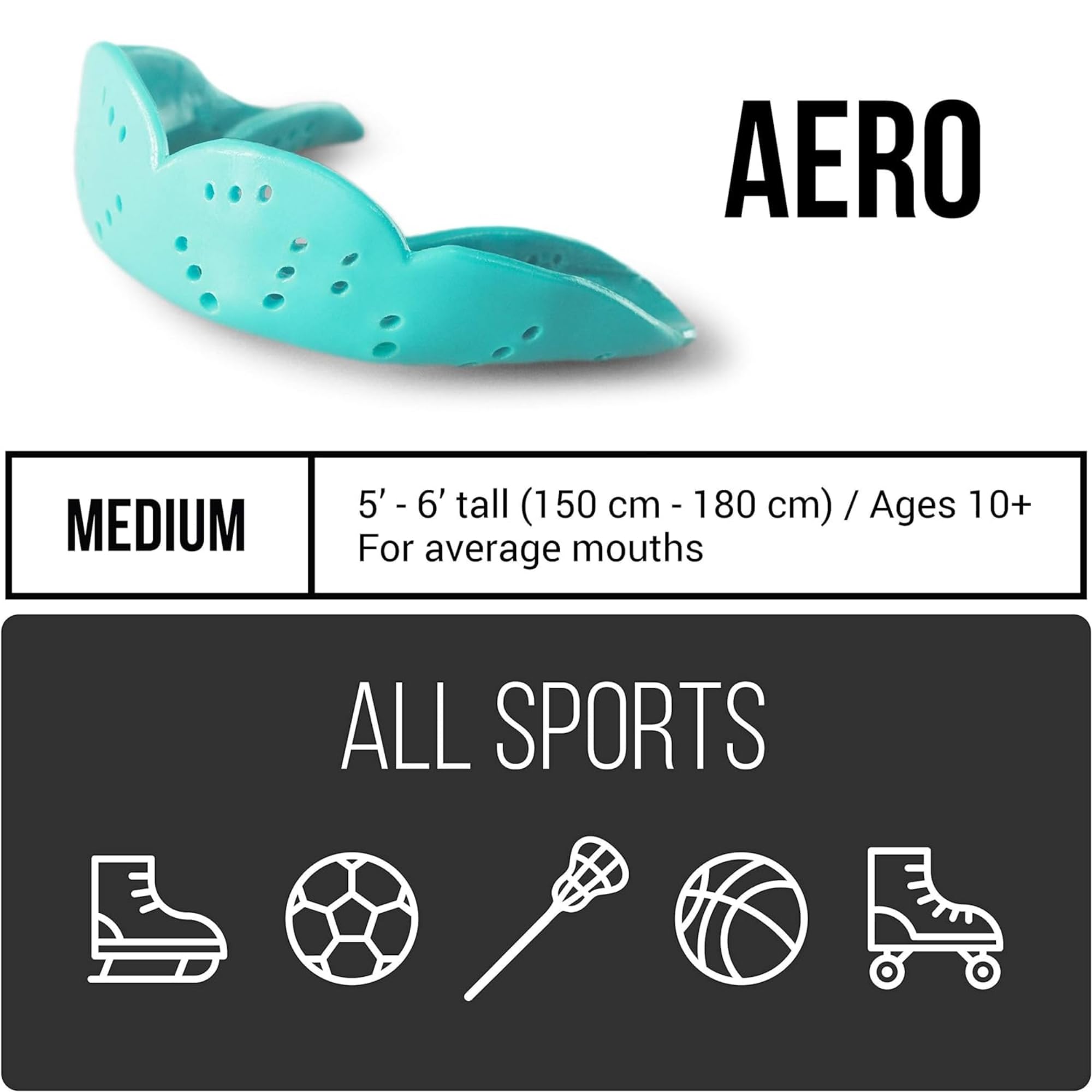 SISU Aero Medium Mouthguard, Snow White - 1.6mm Thin - Custom-Molded Fit - Slim Design - Remoldable Up to 20 Times - for Team Sports - Non Toxic