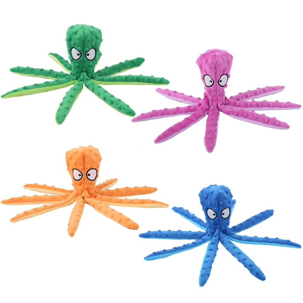 oAutoSjy 2pcs Plush Squeaky Dog Toy No Stuffing Octopus Duck Pet Toy for Small Medium and Large Dogs Crinkle Dog Toy Indoor Pet Interactive Toy Chew Toy for Biting Training Puppy Teething,Orange