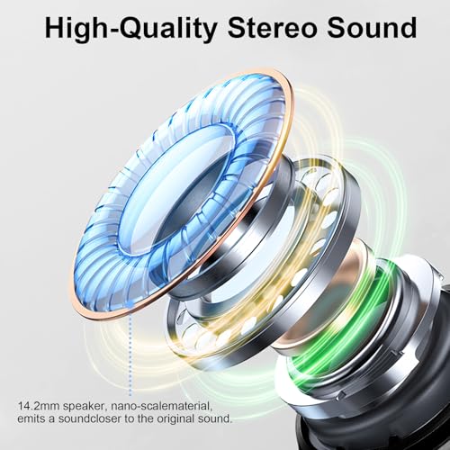 Wireless Earbuds, 2025 Bluetooth 5.4 Headphones Hi-Fi Stereo 3D Bass Ear Buds, 4 ENC Noise Cancelling Mic, 36Hrs USB-C in-Ear Earphones, IP7 Waterproof Workout Sport for Laptop Pad Android iOS, Black