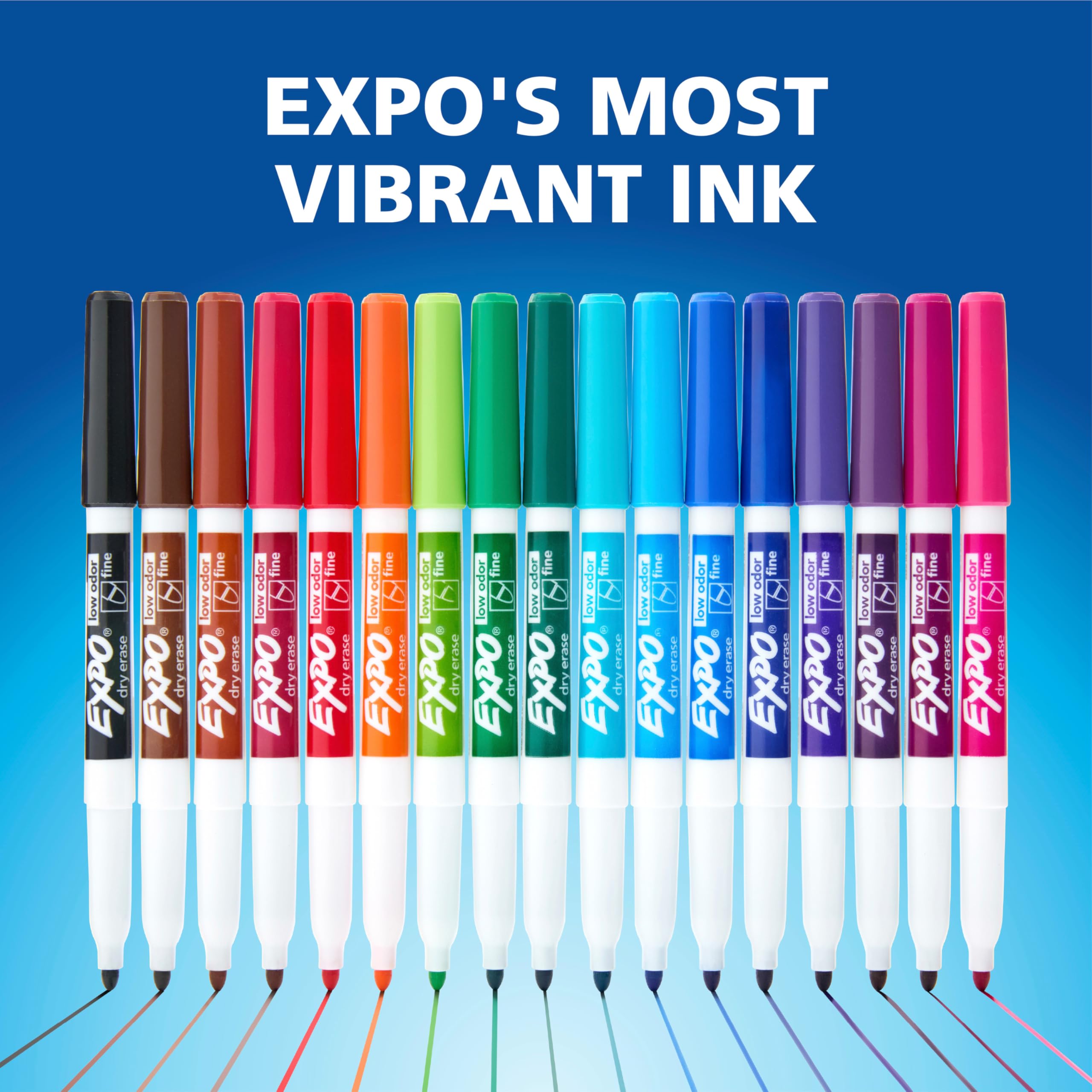 EXPO Low Odor Dry Erase Markers, Fine Tip, Black, 4 Count