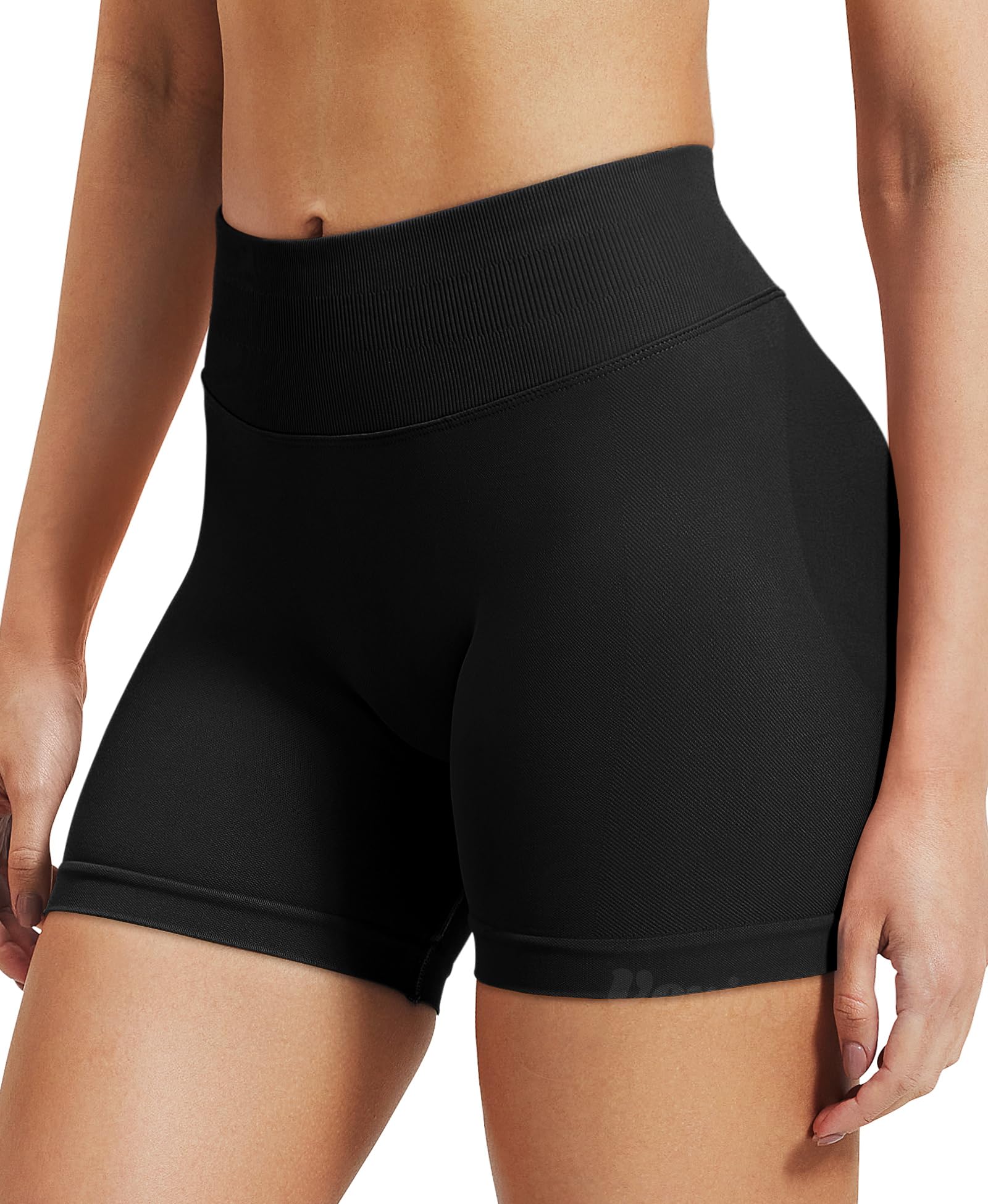VOYJOY Women Workout Impact Shorts 3.6"/ 4.5"/ 6" Scrunch Butt Lifting Gym Shorts Seamless Booty Biker Shorts Black