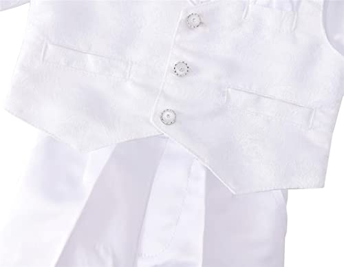 Dressy Daisy Infant Baby Boy Christening Clothing Baptism Outfit All White Suit Set with Bonnet Size 9-12 Months, Long Sleeve