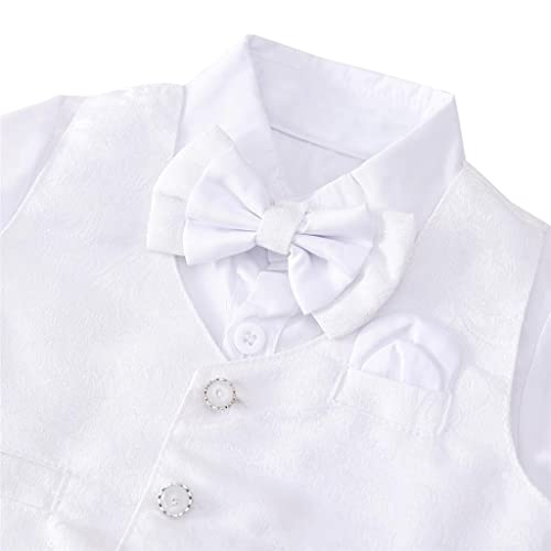 Dressy Daisy Infant Baby Boy Christening Clothing Baptism Outfit All White Suit Set with Bonnet Size 9-12 Months, Long Sleeve