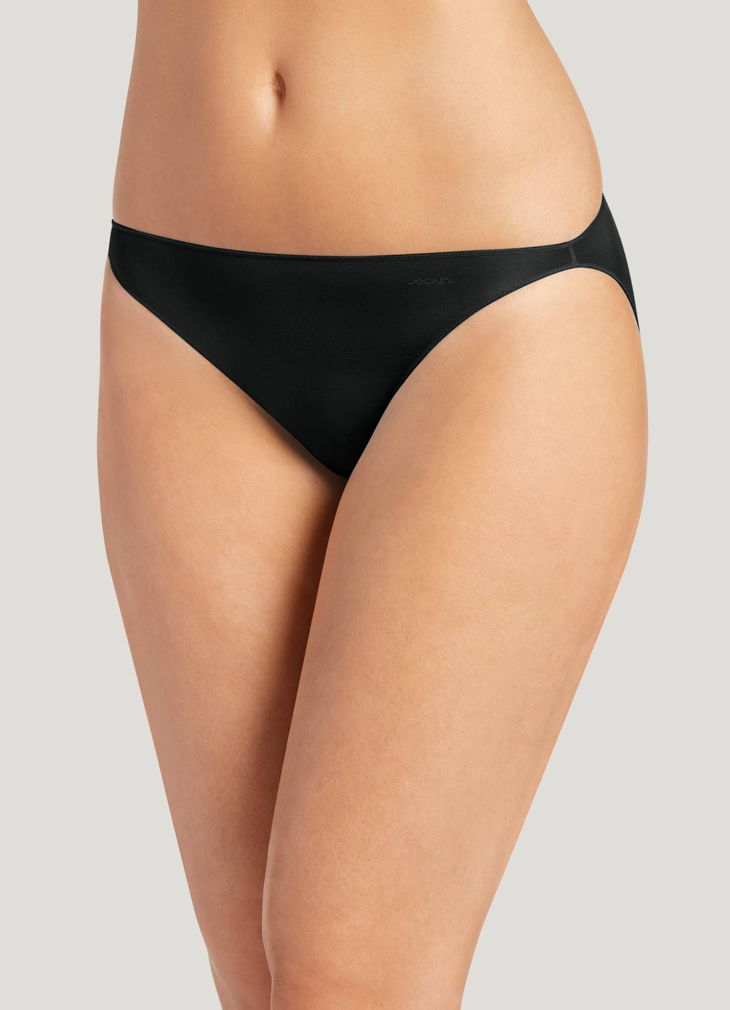 Jockey Women's Underwear No Panty Line Promise Tactel String Bikini, Black, 5