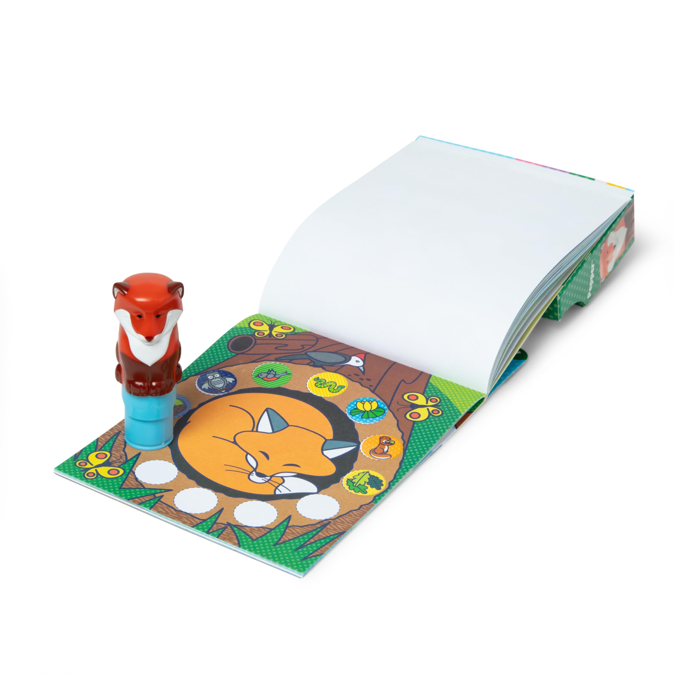 Melissa & Doug Sticker Wow!™ 24-Page Activity Pad and Sticker Stamper, 300 Stickers, Arts and Crafts Fidget Toy Collectible Character – Fox