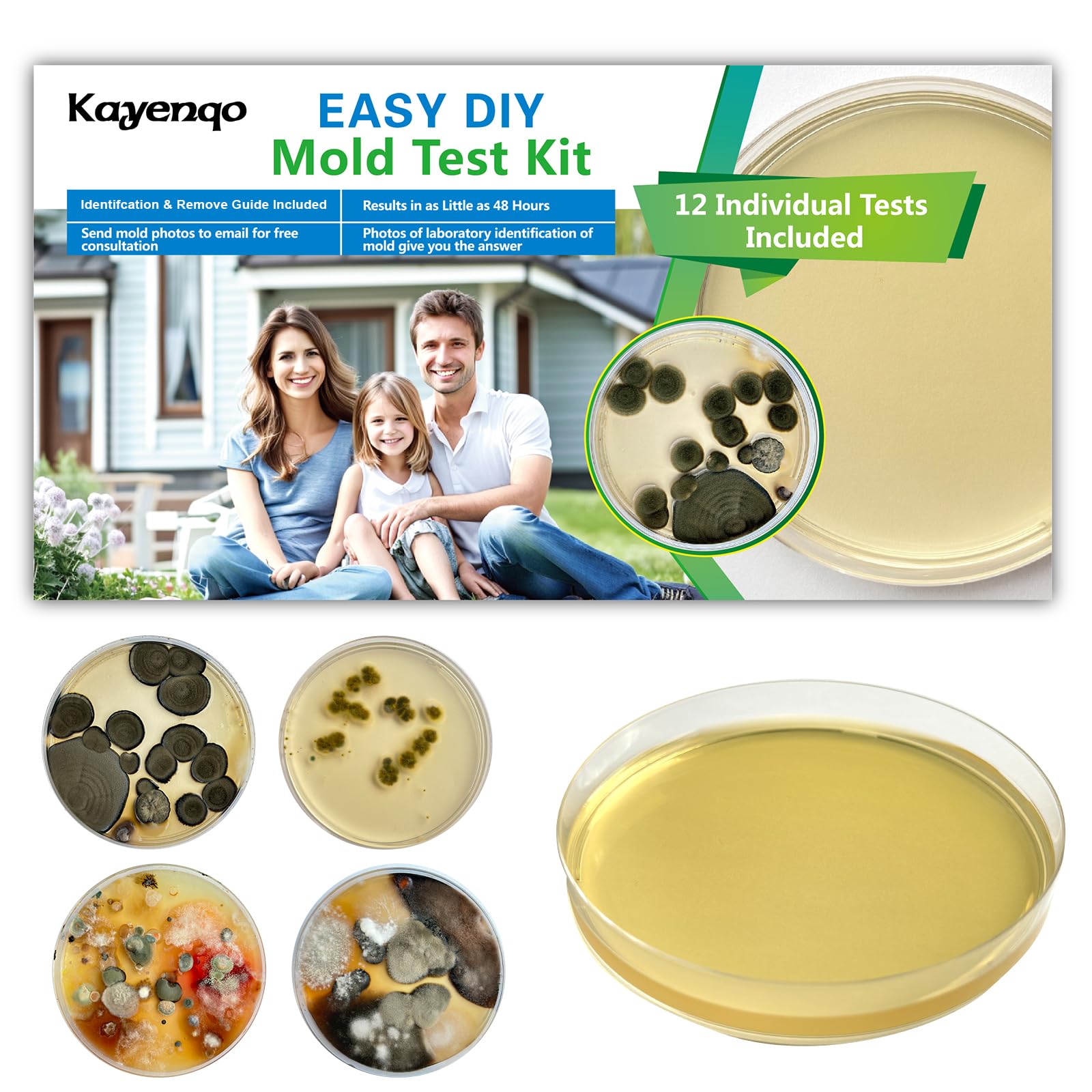 Mold Test Kit for Home - 12 Simple Detection Tests,Test HVAC System,Home Surfaces,& Indoor Air Quality Testing Kits,DIY Mold Detector at Home,Includes Detailed Mold Identification Guide,air Tester