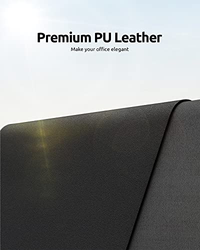 YSAGi Leather Desk Pad Protector, Office Desk Mat, Large Mouse Pad, Non-Slip PU Leather Desk Blotter, Laptop Desk Pad, Waterproof Desk Writing Pad for Office and Home (Black, 23.6" x 13.8")