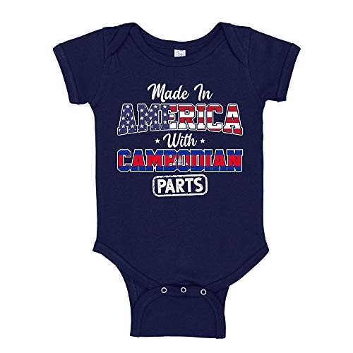 Cambodian American Made in America with Cambodian Parts Baby Bodysuit Infant One Piece NB Navy Blue