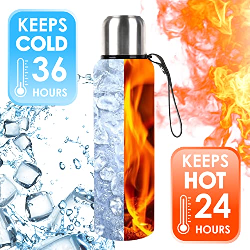 Subron Vacuum Bottle 34 Oz with Wide Mouth Cup BPA-Free 18/8 Stainless Steel Water Bottles Flask for Cold & Hot Drink Coffee (1 QT, Olive Drab)