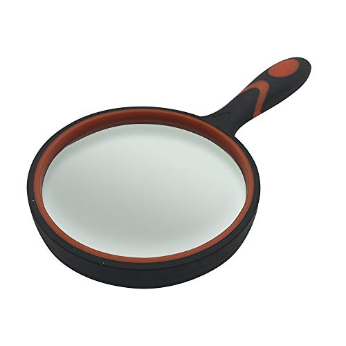 Magnifying Glass 6X Handheld Reading Magnifier - 4 inch Large Magnifying Lens with Non-Slip Soft Handle for Book Newspaper Reading, Insect and Hobby Observation, Classroom Science F022