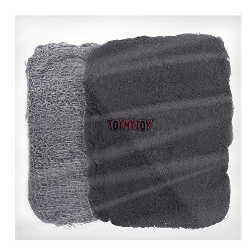 TOYMYTOY 2PCS Halloween Creepy Cloth Party Decor,Drape Doorways Entryways Windows Cover Gauze 6.6ft x 177"(Black and Grey)