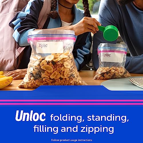 Ziploc Quart Food Storage Bags, Stay Open Design with Stand-Up Bottom, Easy to Fill, 24 Count