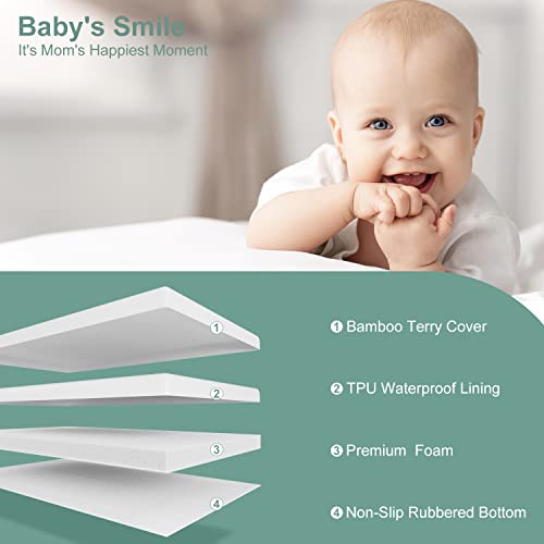 Ferlizer Pack and Play Mattress, 2.25 Inch Playpen Mattress, Premium Foam Playard Mattress Topper with 100% Waterproof Bamboo Cover for 38" x 26" Pack n Play Playpens