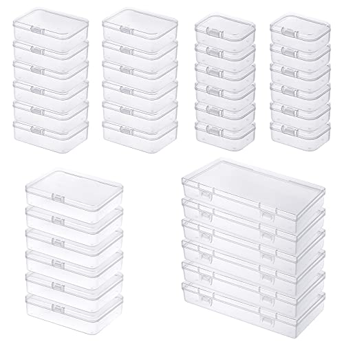Goodma 36 Pieces Mixed Sizes Rectangular Empty Mini Plastic Organizer Storage Box Containers with Hinged Lids for Small Items and Other Craft Projects (Transparent)