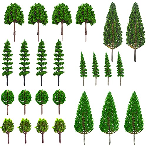 25pcs Model Trees Model Train Scenery Mixed Miniature Trees Artificial Wargame Trees Model Railroad Scenery Diorama Supplies Scenery Landscape