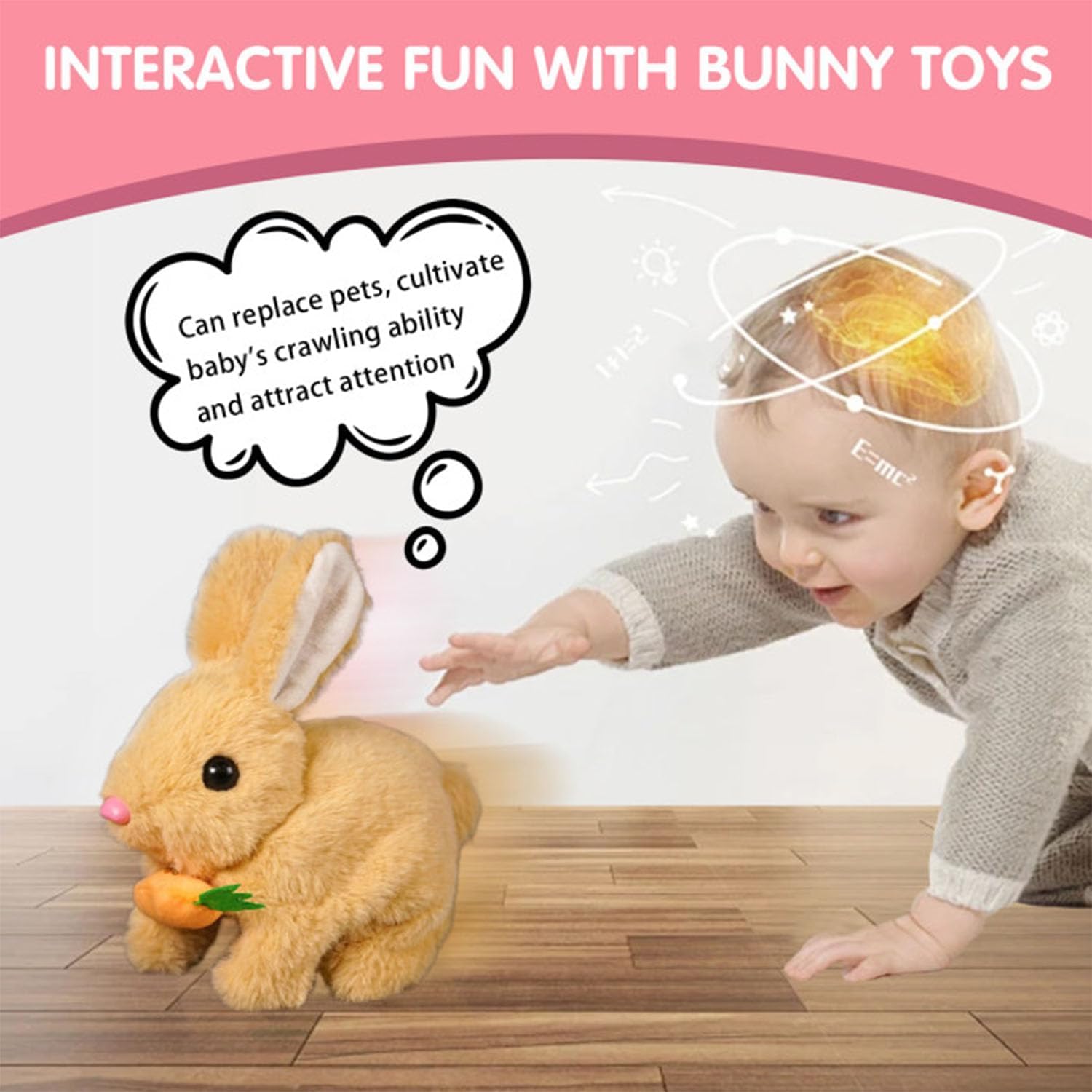 Bunny - Easter My Realistic Bunny Toy, Interactive Bunny Realistic Bunny - Jumping, Twitching, and Shaking Ears, Bunny Realistic Bunny Toy, Bunbi Realistic Bunny, Realistic Bunny Toys (Brown)