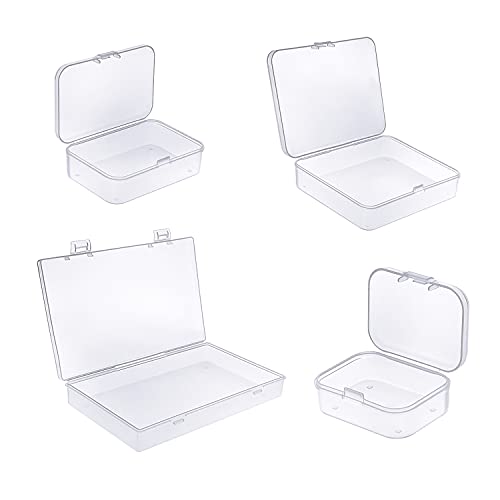 Goodma 36 Pieces Mixed Sizes Rectangular Empty Mini Plastic Organizer Storage Box Containers with Hinged Lids for Small Items and Other Craft Projects (Transparent)