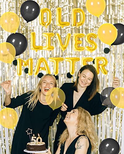 GallaRato Old Lives Matter Balloon Old Lives Matter Banner Retirement party decorations Retirement Backdrop 40th 50th 60th 70th 80th 90th 100th Birthday Party Decorations