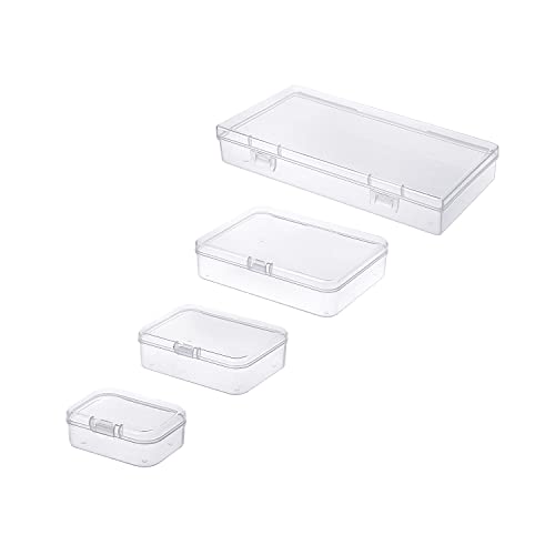 Goodma 36 Pieces Mixed Sizes Rectangular Empty Mini Plastic Organizer Storage Box Containers with Hinged Lids for Small Items and Other Craft Projects (Transparent)