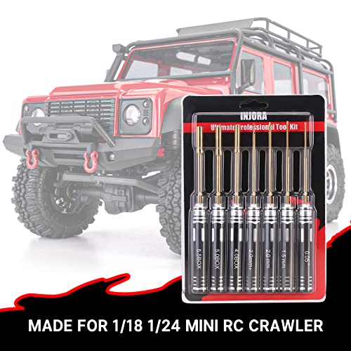 INJORA Hex Screwdrivers Nut Driver Wrench HSS RC Tools Kit for TRX4M SCX24 FCX24 1/18 1/24 RC Mini Crawler Car, 7PCS