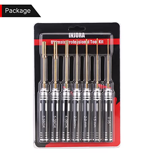INJORA Hex Screwdrivers Nut Driver Wrench HSS RC Tools Kit for TRX4M SCX24 FCX24 1/18 1/24 RC Mini Crawler Car, 7PCS