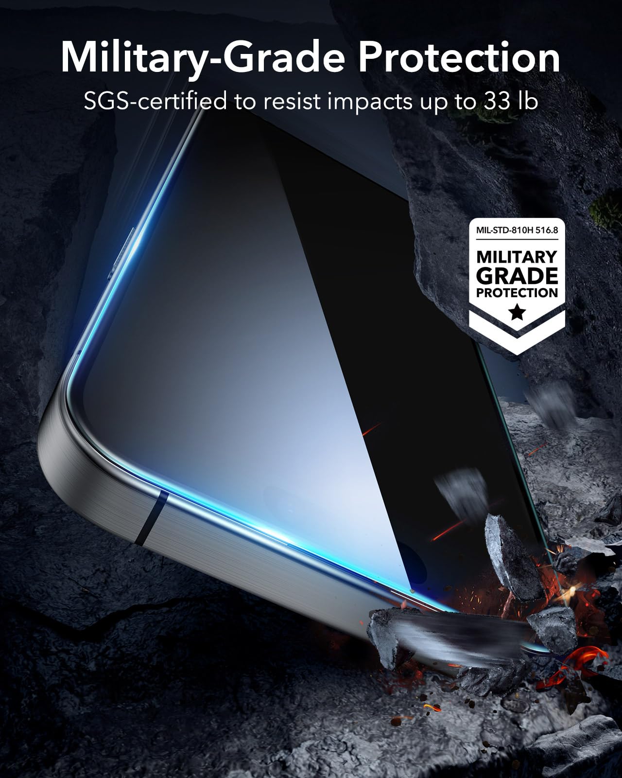 ESR 3 Pack for iPhone 16 Pro Max Screen Protector, [9H Hardness] [Military Grade Shatterproof] Tempered Glass Film with Flawless Fit Tray, HD Clear, Scratch Resistant