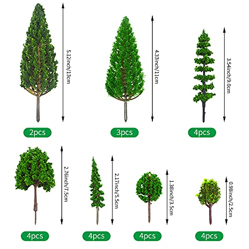 25pcs Model Trees Model Train Scenery Mixed Miniature Trees Artificial Wargame Trees Model Railroad Scenery Diorama Supplies Scenery Landscape