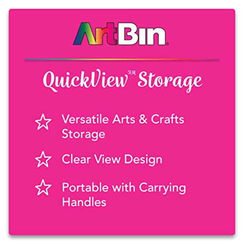 ArtBin 6877AG Double-Sided Quick View Carrying Case, Portable Art & Craft Organizer with Removable Dividers, [1] Plastic Storage Case, Black/Aqua with Clear Lid