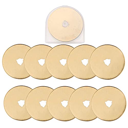 AUTOTOOLHOME Titanium Rotary Cutter Blades 60mm 10 Pack Replacement Quilting Scrapbooking Sewing Arts Crafts Farbric Paper Cutting Tool
