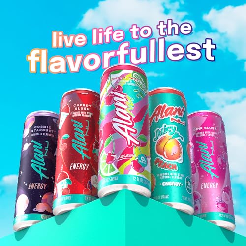 Alani Nu VARIETY PACK CHERRY TWIST, PINK SLUSH, ORANGE KISS Sugar Free, Low Calorie Energy Drinks, 200mg Caffeine, Biotin B Vitamins, Zero Sugar, 10 Calories, 12 Fl Oz Cans, 12 Pack