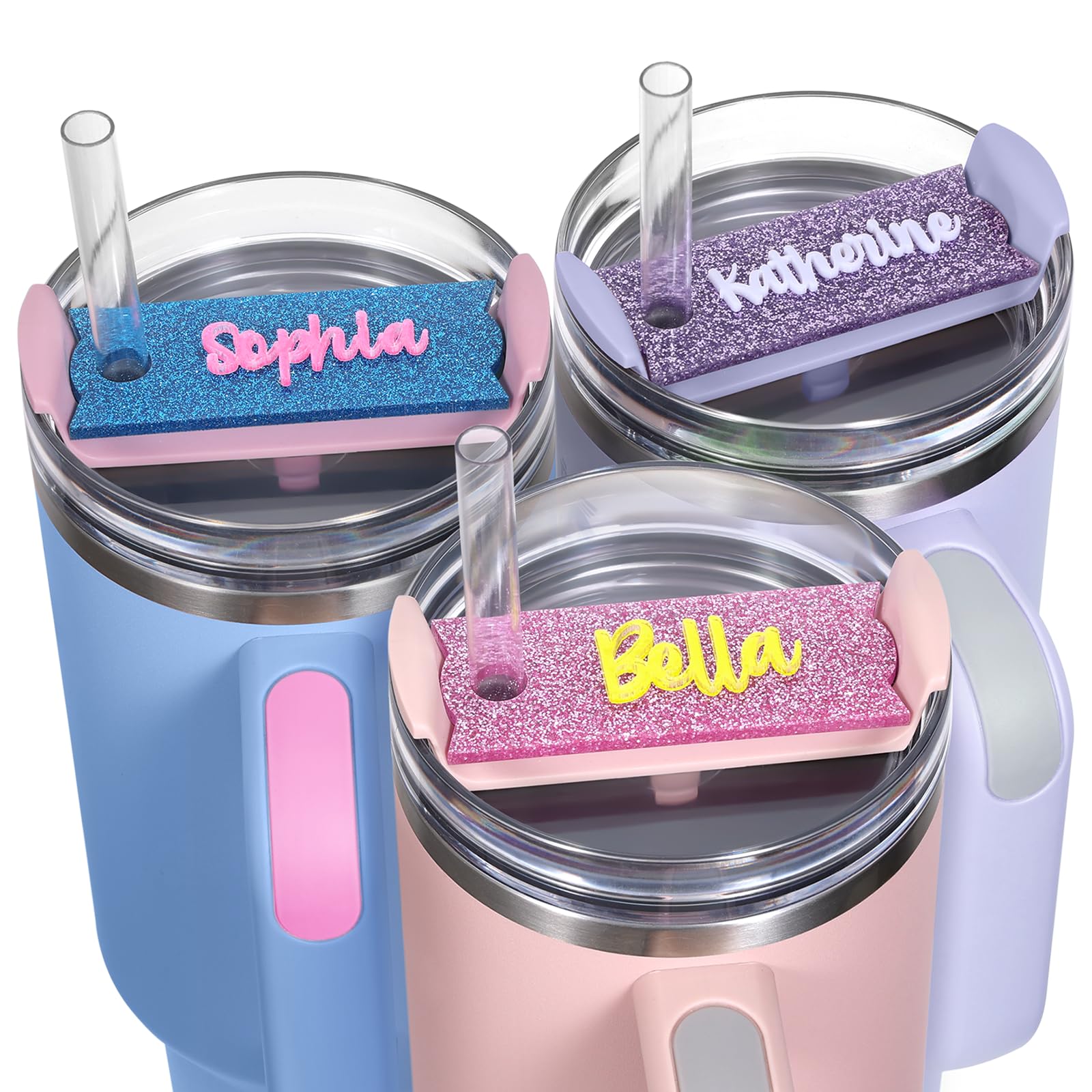 Personalized Stanley Cup Name Plate for Lids, Sparkling Name Tag for Stanley Tumbler 40 30 20 OZ, Custom Name Stanley Cup Accessories, Customize Gilttering Name Tag for Stanley Quencher H2.0