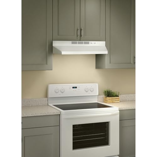 Broan-NuTone 413001 Non-Ducted Ductless Range Hood with Lights Exhaust Fan for Under Cabinet, 30-Inch, White