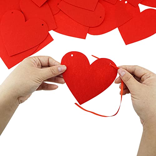 FAZHBARY 3 Pack Red Felt Heart Garland Heart Banner Valentines Day Banner for Wedding Anniversary Romantic Decorations