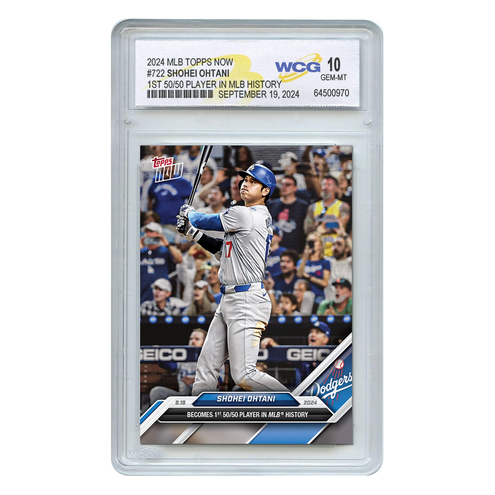 2024 Topps Now Official SHOHEI OHTANI Becomes 1st 50/50 Player in MLB History Card #722 - Graded GEM Mint 10