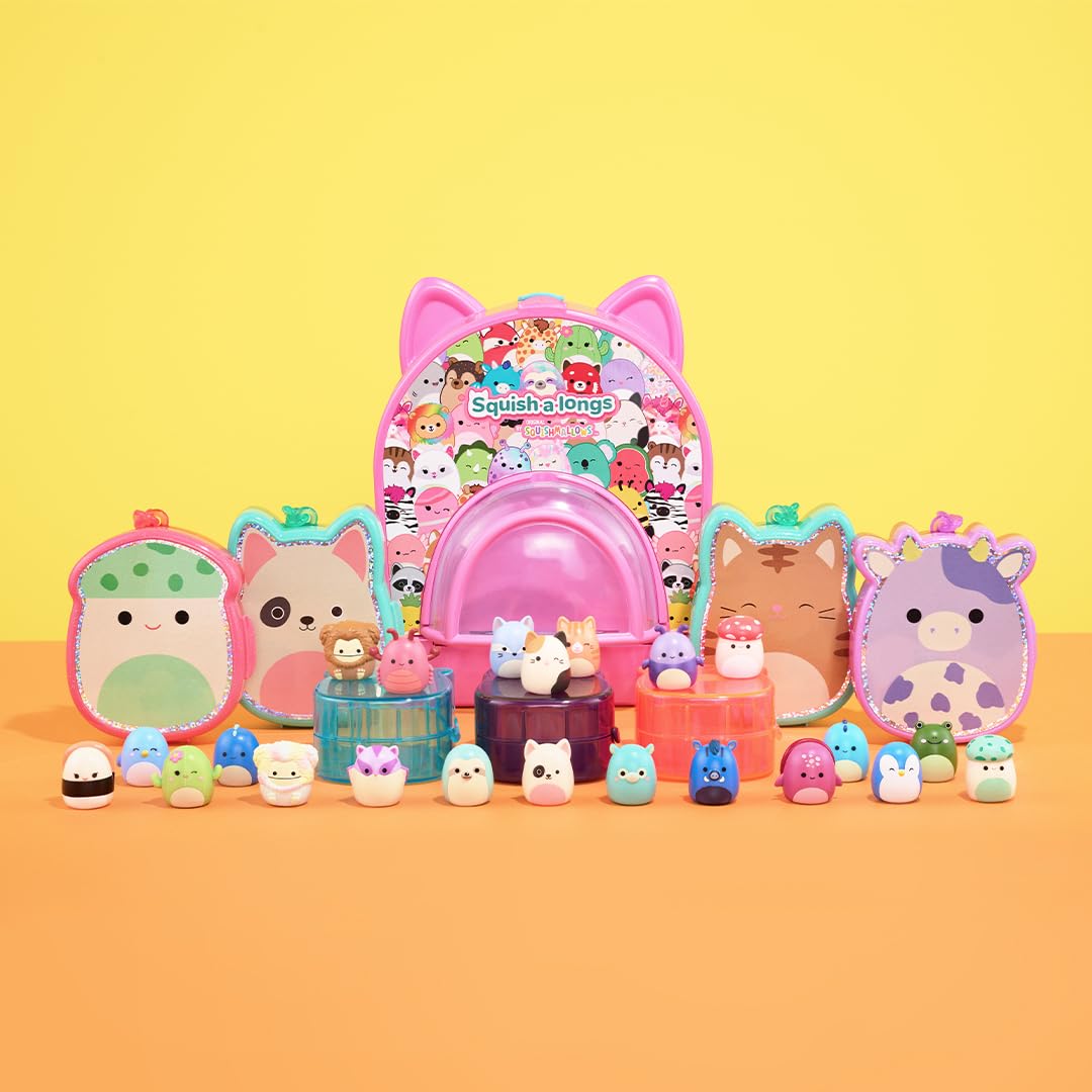 Squish-a-longs 14 Pack - Series 1 - (14) 1” Mini-Squish with 4 Accessories, Ring, and Collector’s Guide - Collect, Trade, & Play