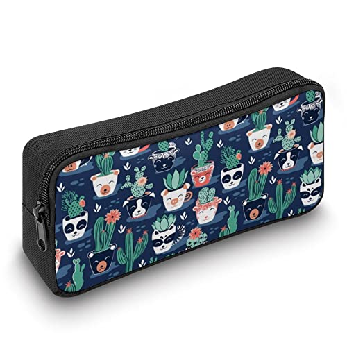 Cacti Succulents Cuddly Pots Pencil Case Stationery Pen Pouch Portable Makeup Storage Bag Organizer Gift