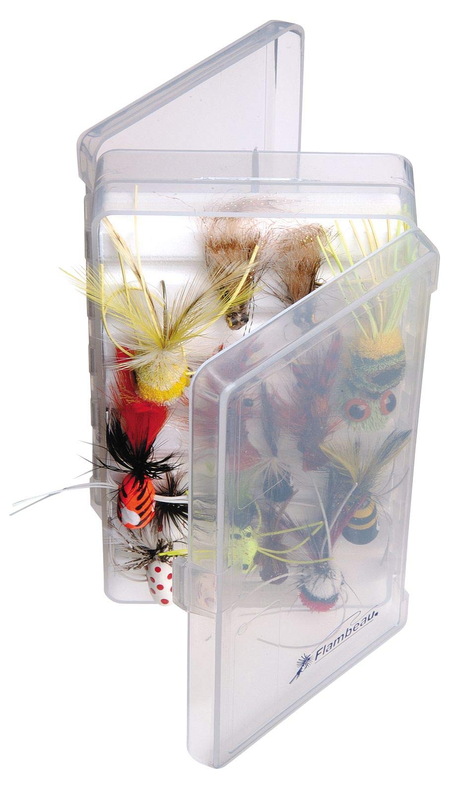 Flambeau Outdoors 7155 Double-Sided Streamside Fly Box with Ripple Foam, Mini-Twin Pocket Precision Fly Storage, Clear/White