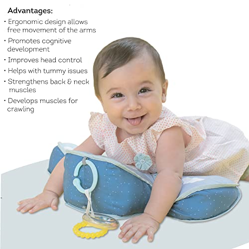 Baby Steps Tummy Time Soft Developmental Pillow for Babies 0-6 Months,Newborns and Infants Fun Play Time On Tummy, Ergonomic Design,Comfortable Tummy Time,with Detachable Ring Toys