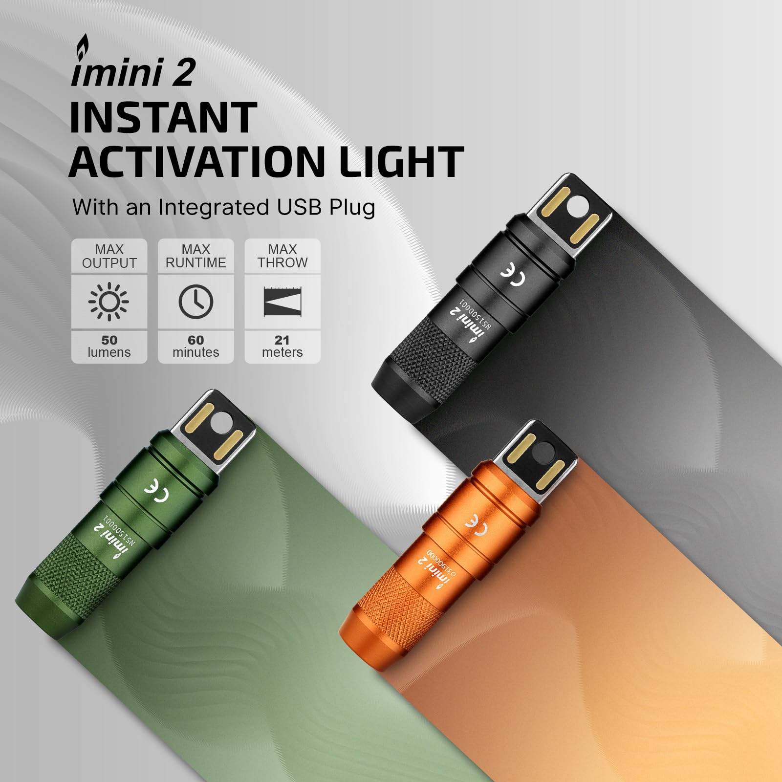 OLIGHT IMINI 2 EDC Rechargeable Keychain Flashlight, 50 Lumens Compact and Portable Mini LED Keyring Lights with Built-in Battery Ideal for Everyday Carry and Emergencies (Black)