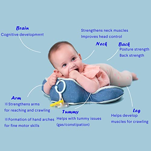 Baby Steps Tummy Time Soft Developmental Pillow for Babies 0-6 Months,Newborns and Infants Fun Play Time On Tummy, Ergonomic Design,Comfortable Tummy Time,with Detachable Ring Toys