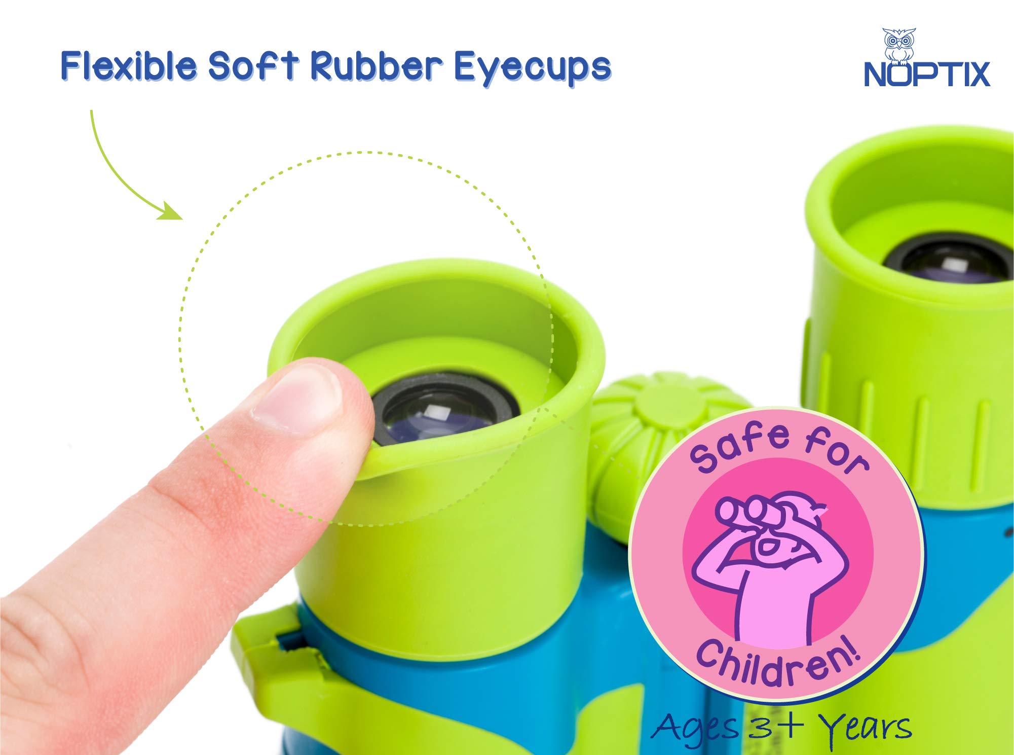 Binoculars for Kids, Girls or Boys Real Kids Binoculars in Vibrant Green Blue - includes Sticker Book with 40 Bird Species - Kids Toys Small Binoculars, Toddler Binoculars