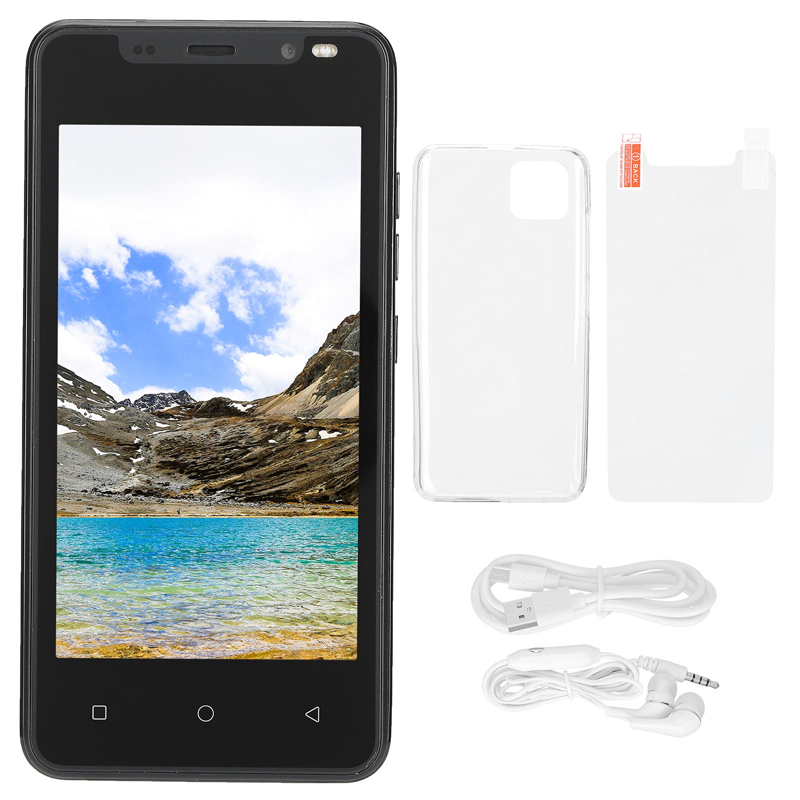 IP 12 Pro 4.66in Unlocked Smartphone, 512MB+4GB, for Android 4.4.2, 0.3MP+ 2MP,1500mAh, Dual Card Dual Standby Cell Phone, WiFi+BT+FM Supported, Expanded 128GB Memory(Black)