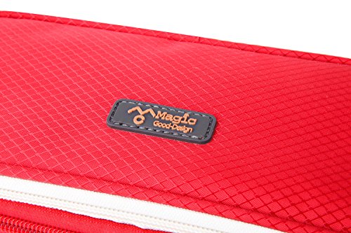 Large Capacity Double Zipper Pencil Case Bag Pen Pouch (Red, Red)